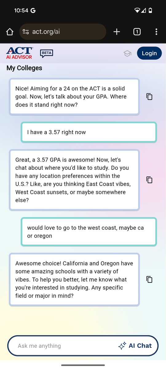 Introducing ACT's New AI Advisor: A Personalized Guide to College Planning